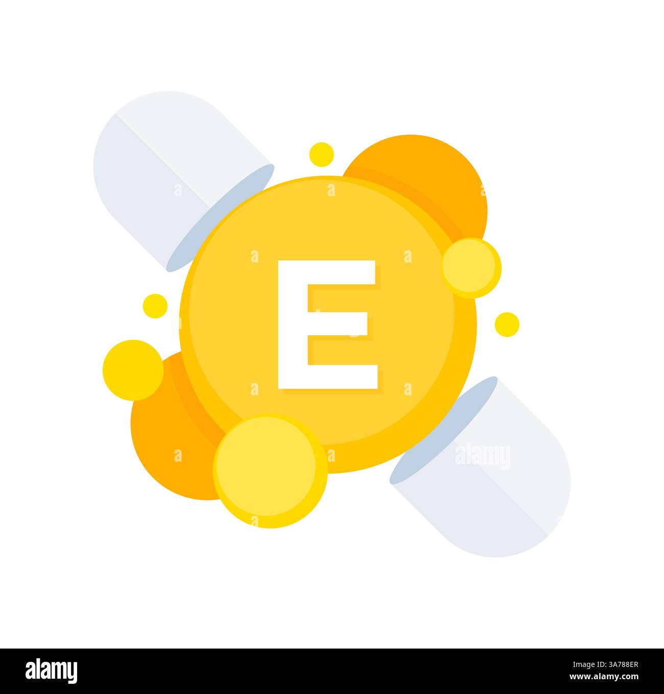 Vitamin E softgel capsules illustration for skin health and antioxidant ...
