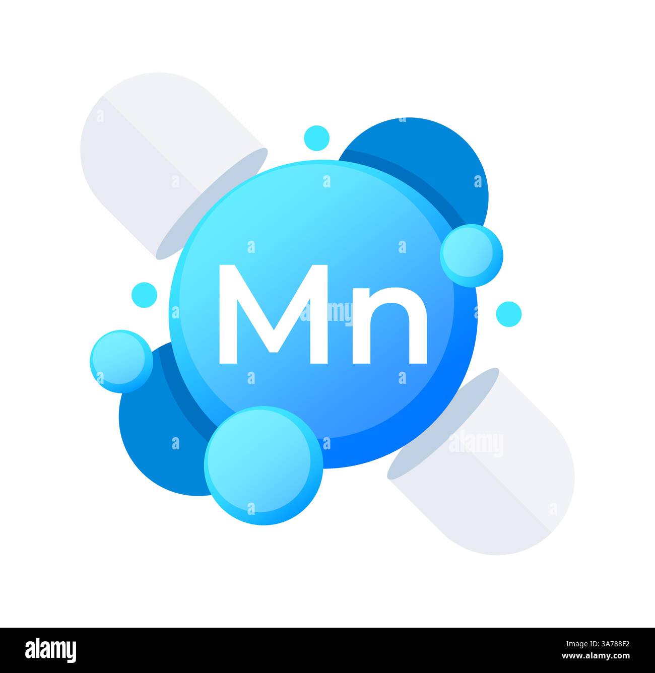Manganese Mn element molecules in a dynamic blue spherical design Stock ...