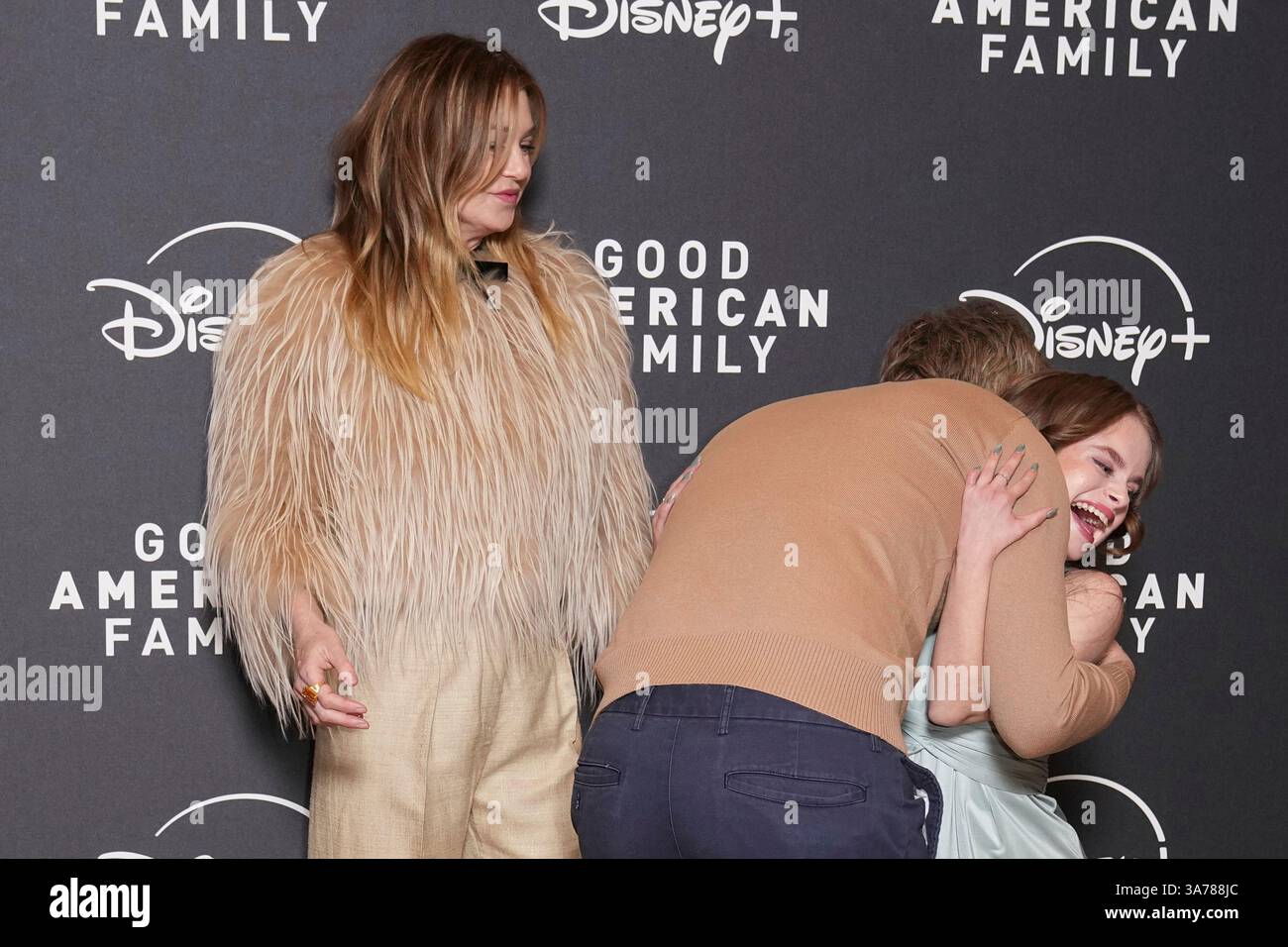 Ellen Pompeo, from left, Mark Duplass and Imogen Faith Reid pose for ...