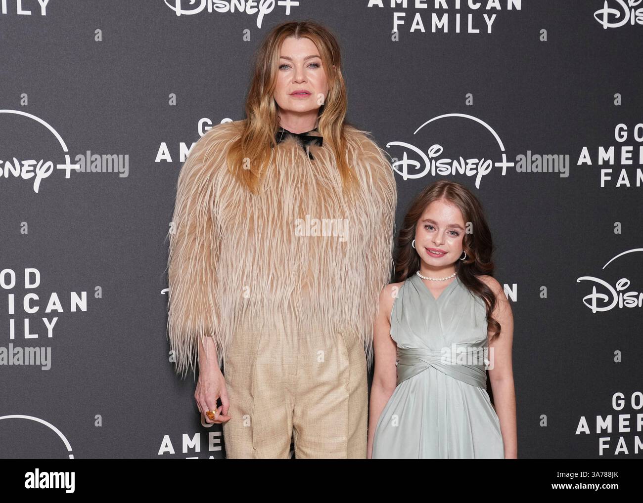 Ellen Pompeo, left, and Imogen Faith Reid pose for photographers upon ...