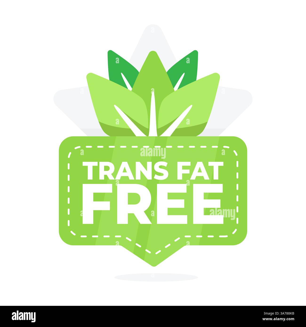 Green emblem depicting a leaf, denoting the absence of trans fats in ...