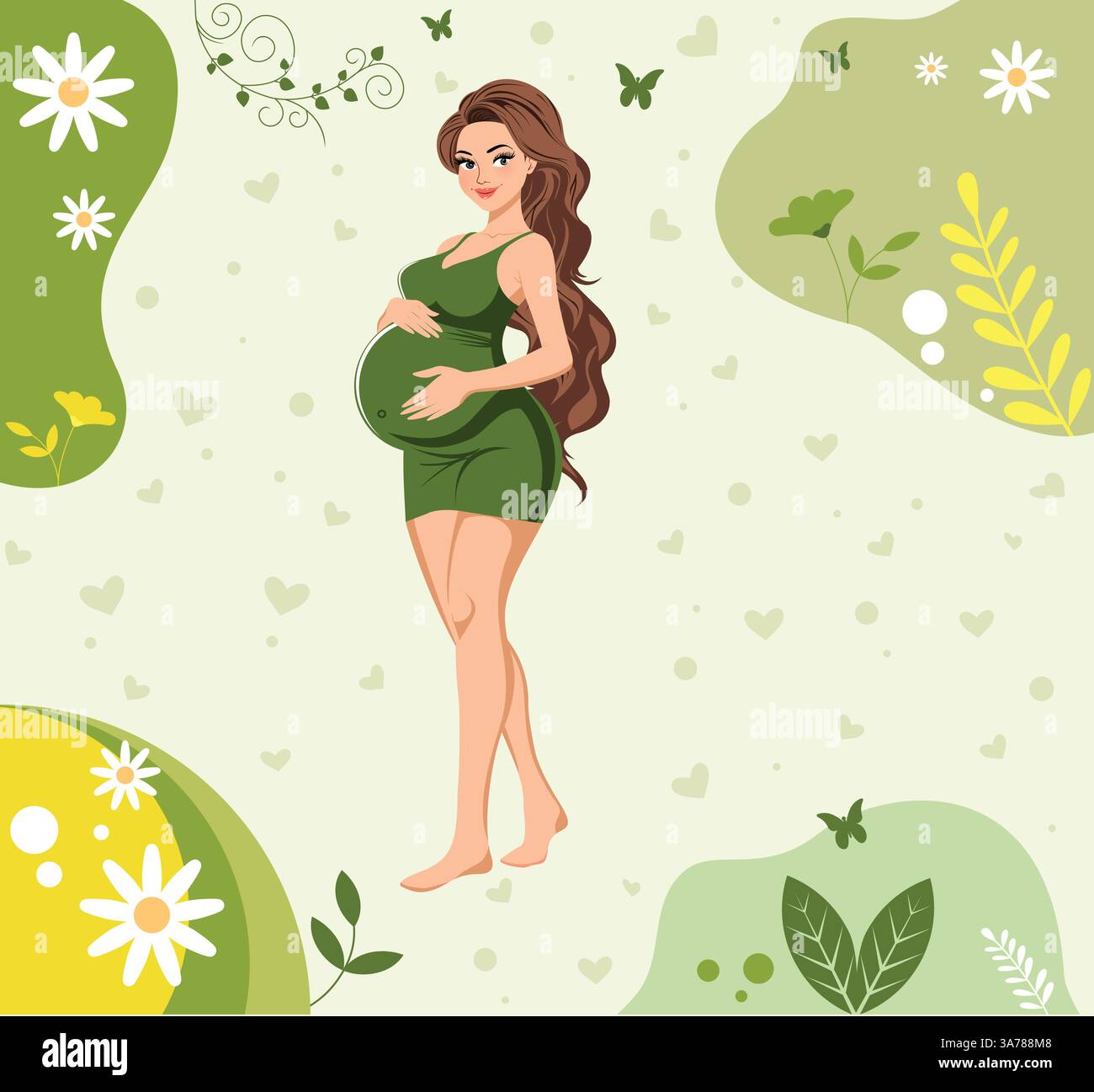 Happy modern woman green Stock Vector Images - Alamy