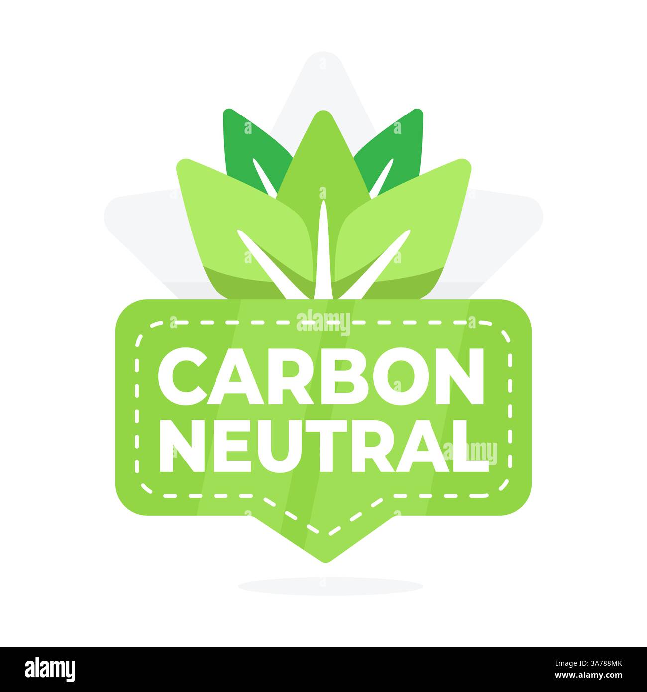Emblem For Carbon Neutrality With A Leaf Pattern Representing