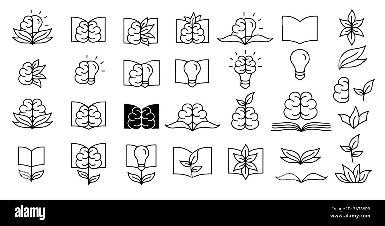 Vector icon collection set featuring simple, black line illustrations ...