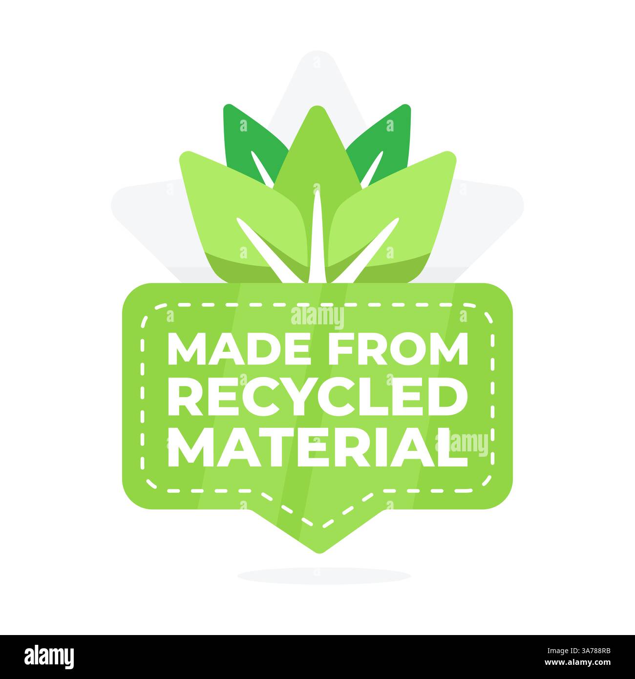 Green badge signifying the use of recycled material in product ...