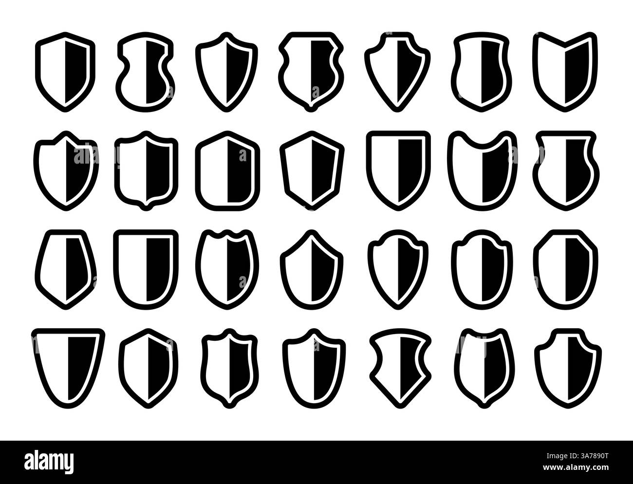 Collection shield shapes with checkmarks, representing safety, security ...
