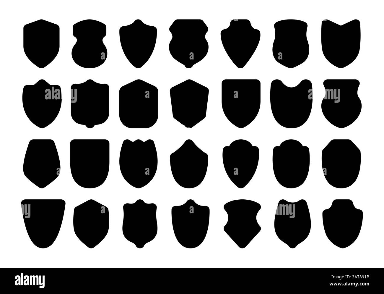 Collection Shield Shapes With Checkmarks Representing Safety Security And Verification Stock