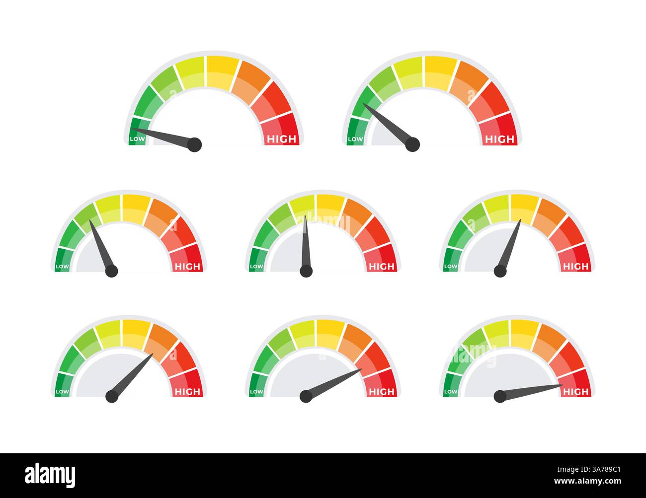 Speedometer Set Gauge Meter Speed Dial Indicator Scale Level Of Performance Score Progress