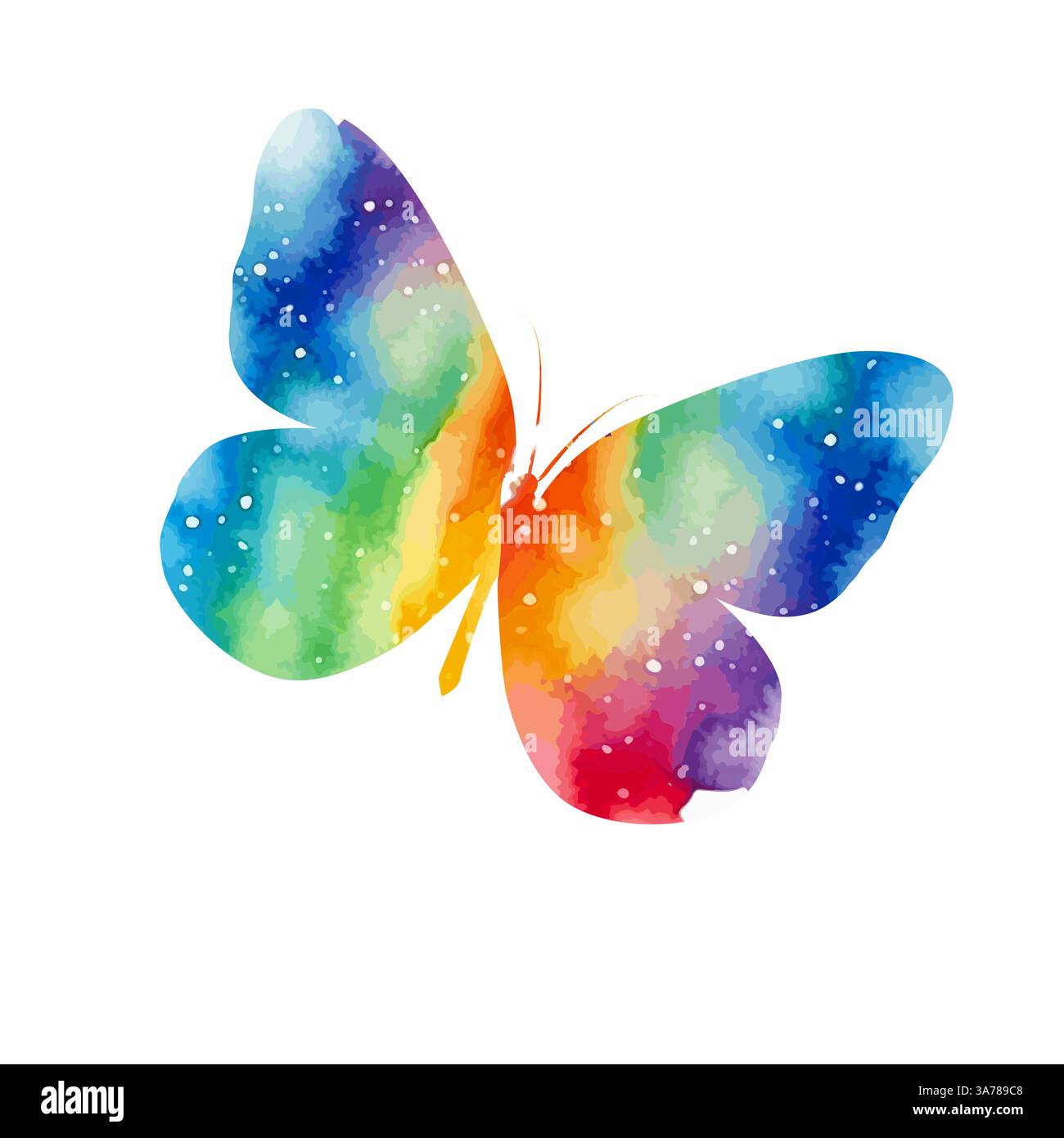 colored rainbow butterfly. hand drawing. Not AI. Vector illustration ...