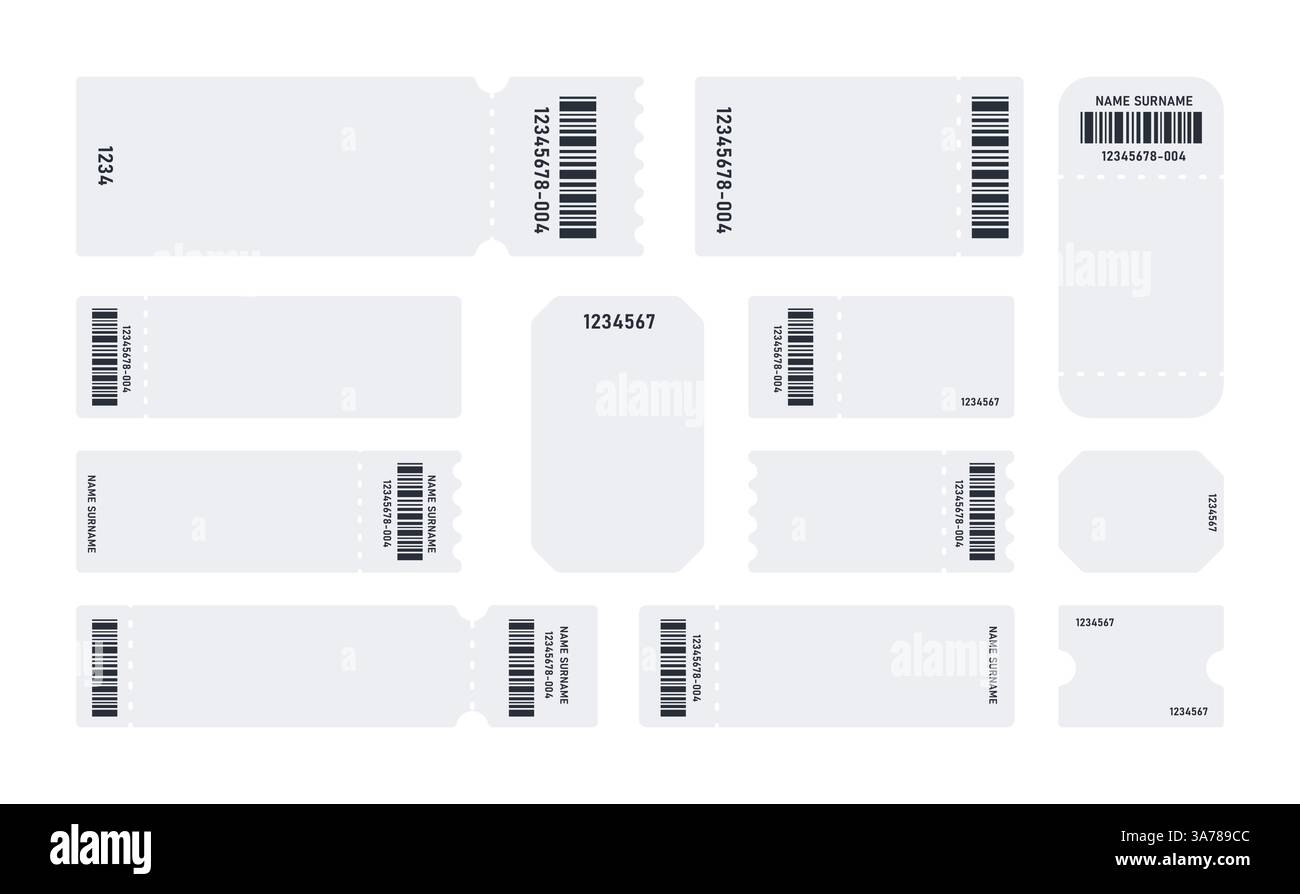 Set blank ticket template. Coupon or cinema movie theater cards. Vector ...
