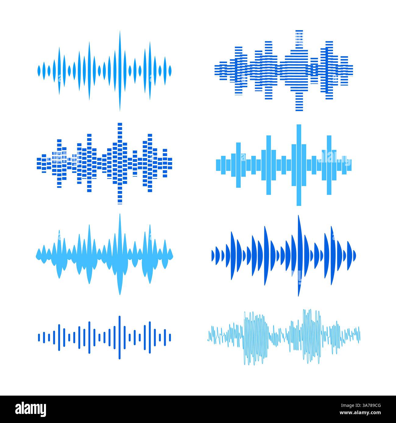 Sound waves collection, Equalizer. Digital and analog audio signal ...