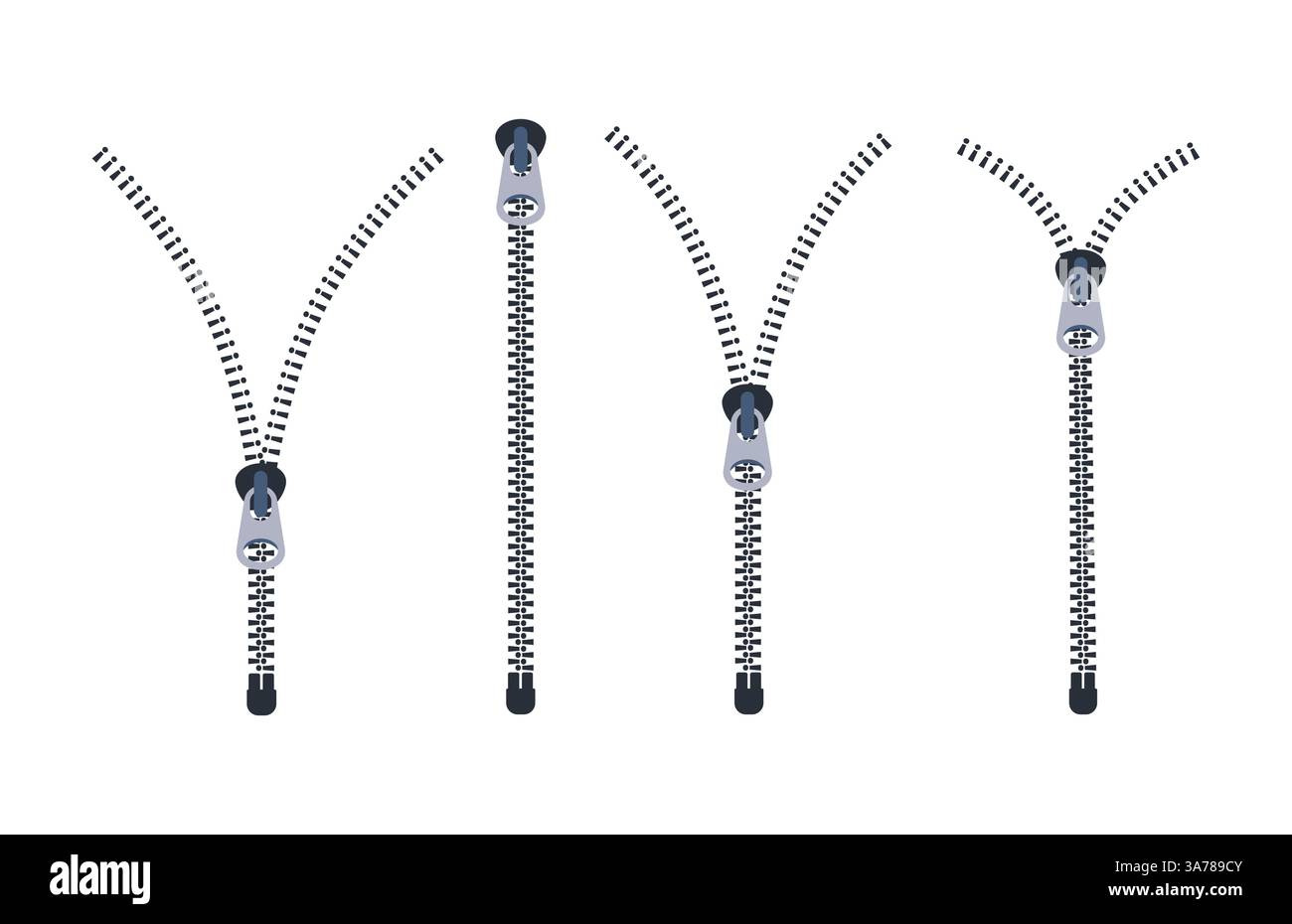 Zipper. Closed and open zip. Clothes accessory. Vector illustration ...
