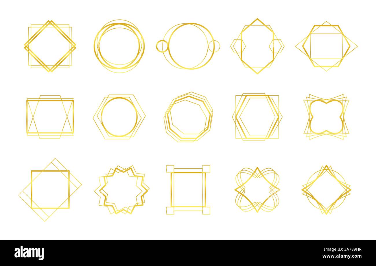 Set of geometric gold frame isolated on white. Luxury abstract design ...
