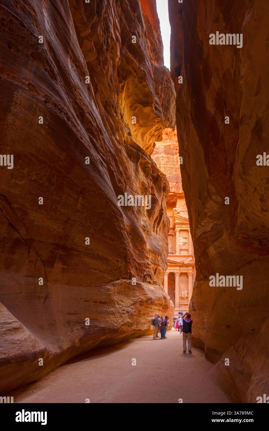 Petra, Wadi Musa, Jordan - Mar 06 2023, view of Al-Khazneh tomb from ...