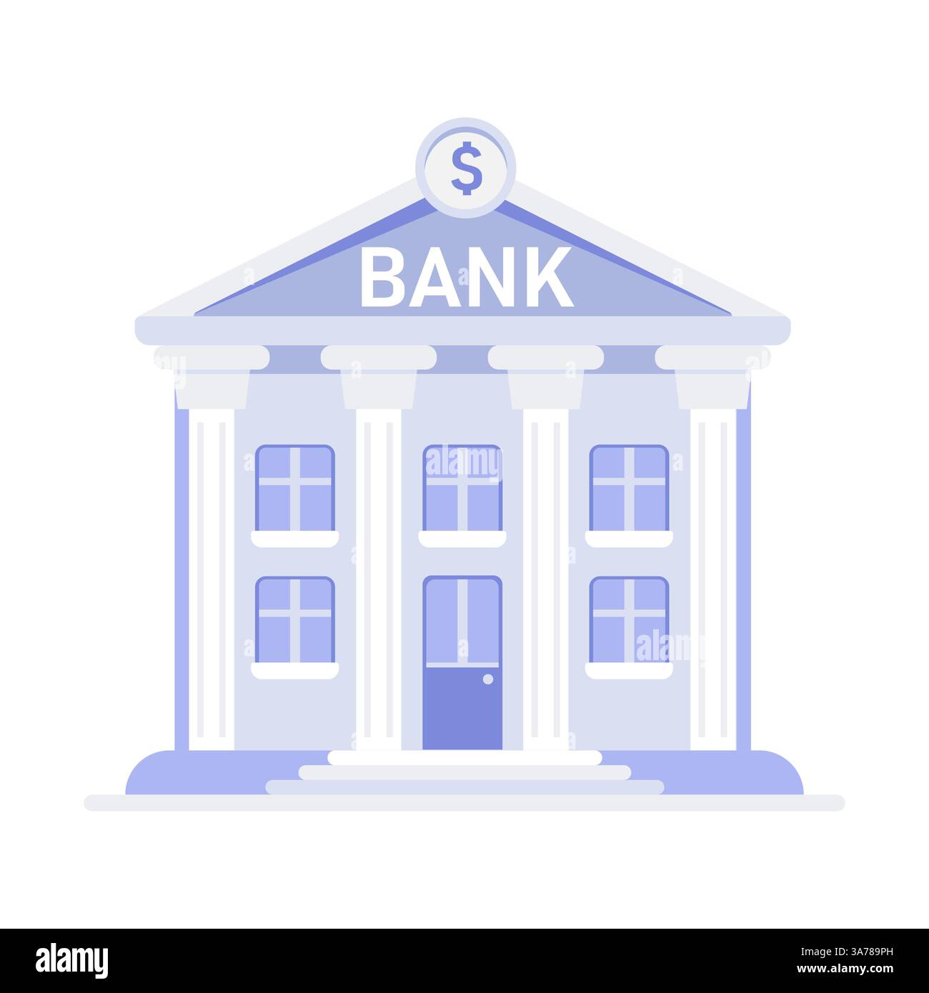 Stylized icon of a classic bank building with columns and a dollar sign ...