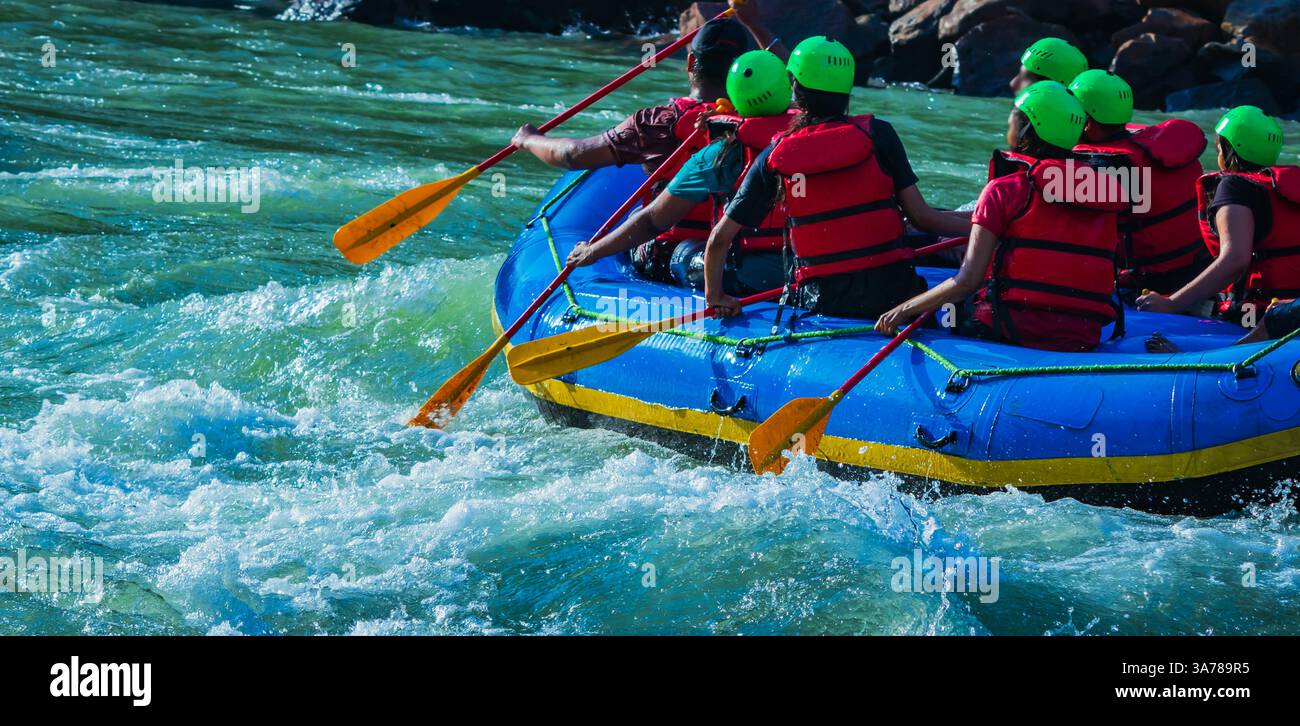 people enjoying river rafting in Rishikesh India on Ganges river Stock ...