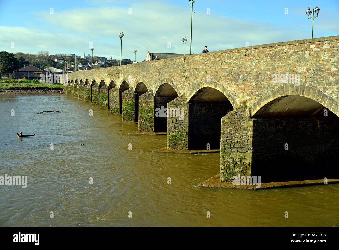 Long Bridge spans the River Taw in Barnstaple North Devon. The bridge ...