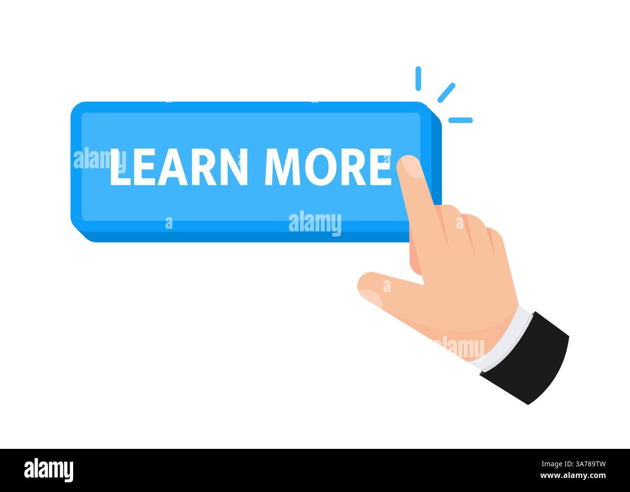 Learn More Button With Hand Clicking Web Button Finger Pressing