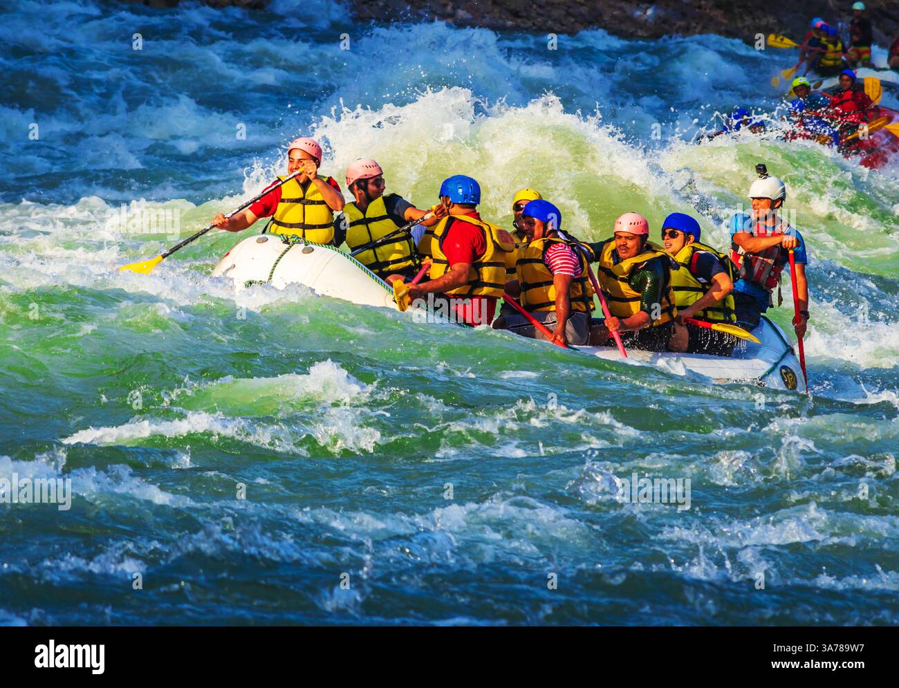 people enjoying river rafting in Rishikesh India on Ganges river Stock ...