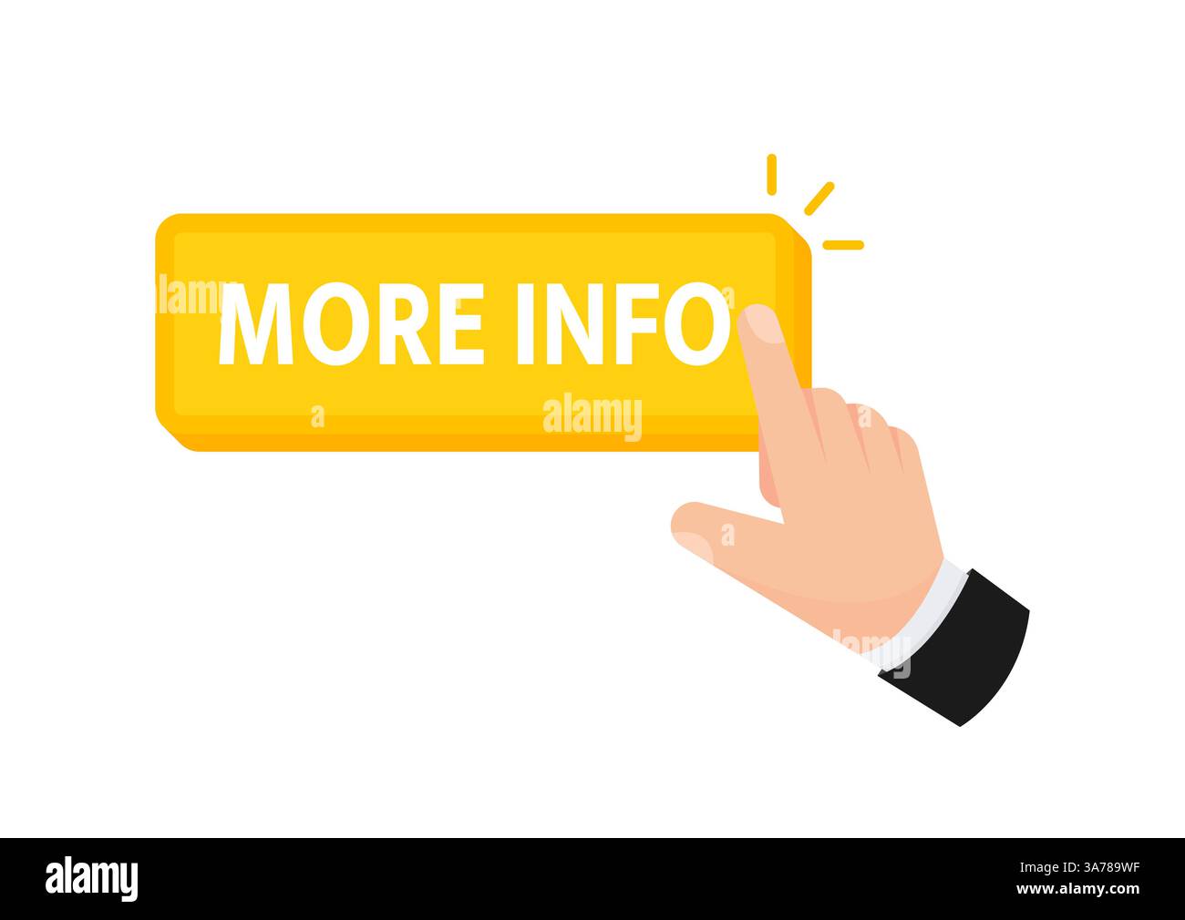 Vector image of a hand tapping on a More Info button, indicative of ...