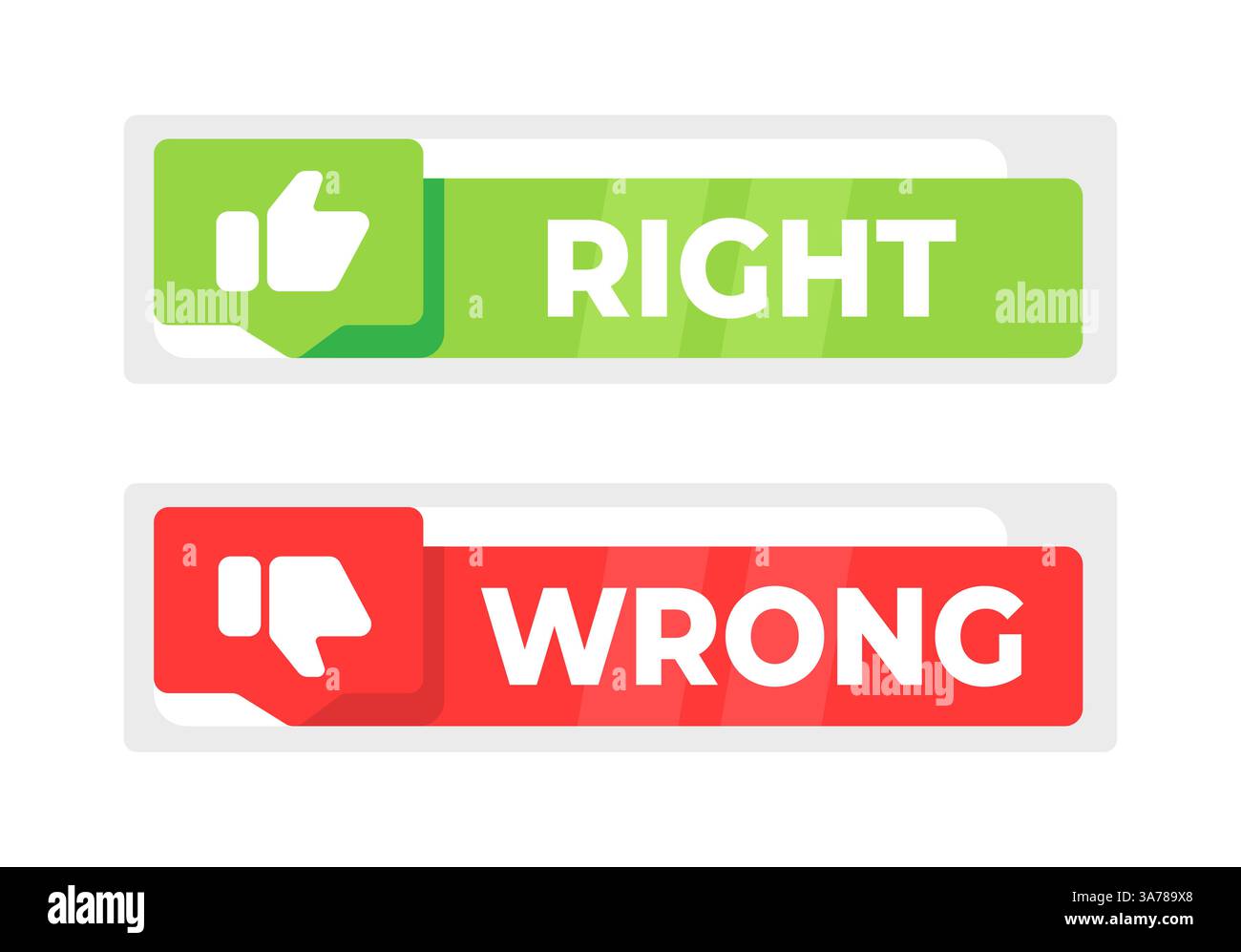 Right Wrong red and green sign, evaluation quiz. Vector stock ...
