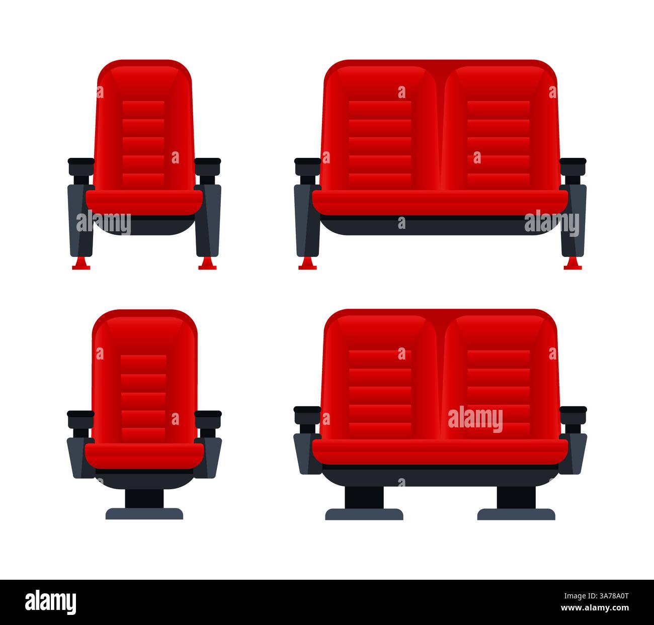 Red movie theater seats for comfortable watching film. Cinema chair ...