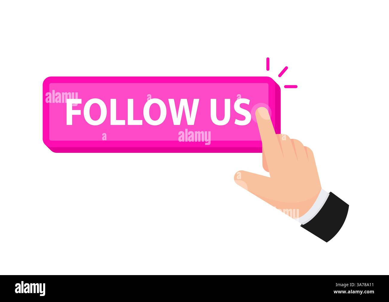 Vector illustration showcasing a hand pointing to a Follow Us button ...