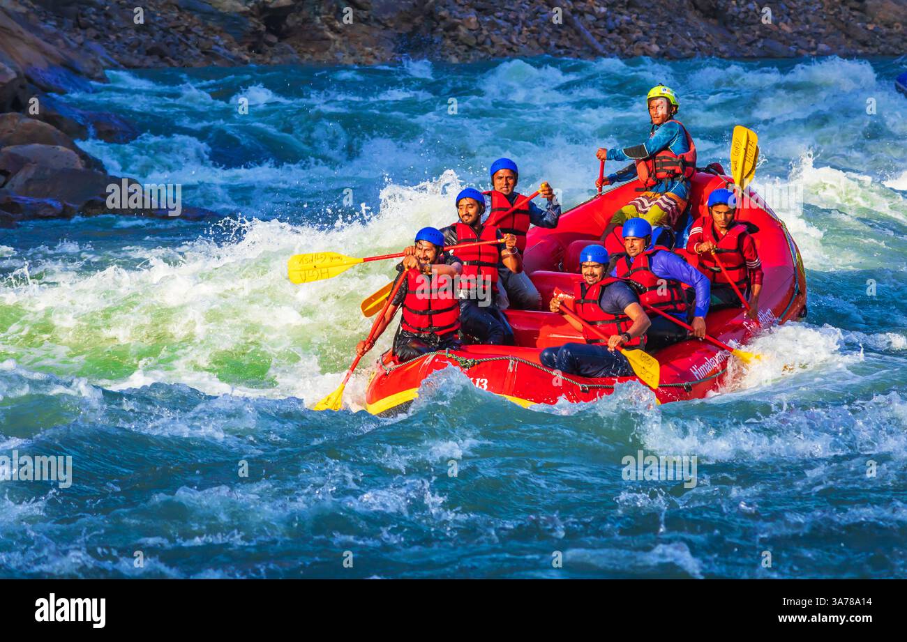 people enjoying river rafting in Rishikesh India on Ganges river Stock ...