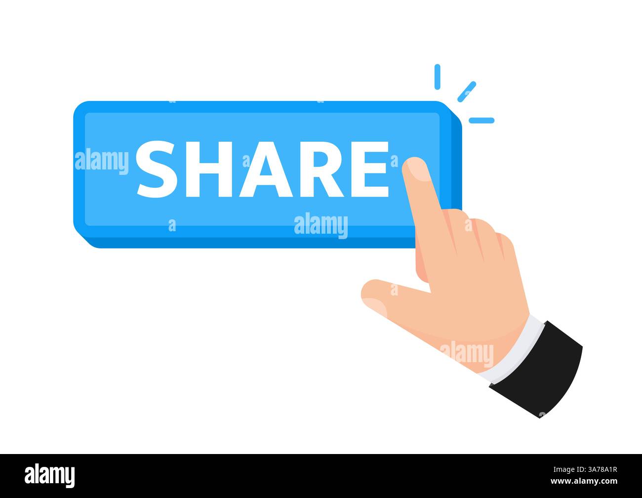 Hand tapping a Share button. Web button. Finger Pressing. Content on ...