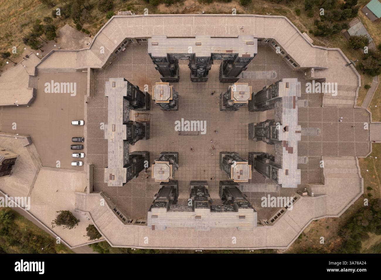 Aerial top view to Chronicle of Georgia with Tbilisi Sea lake in ...