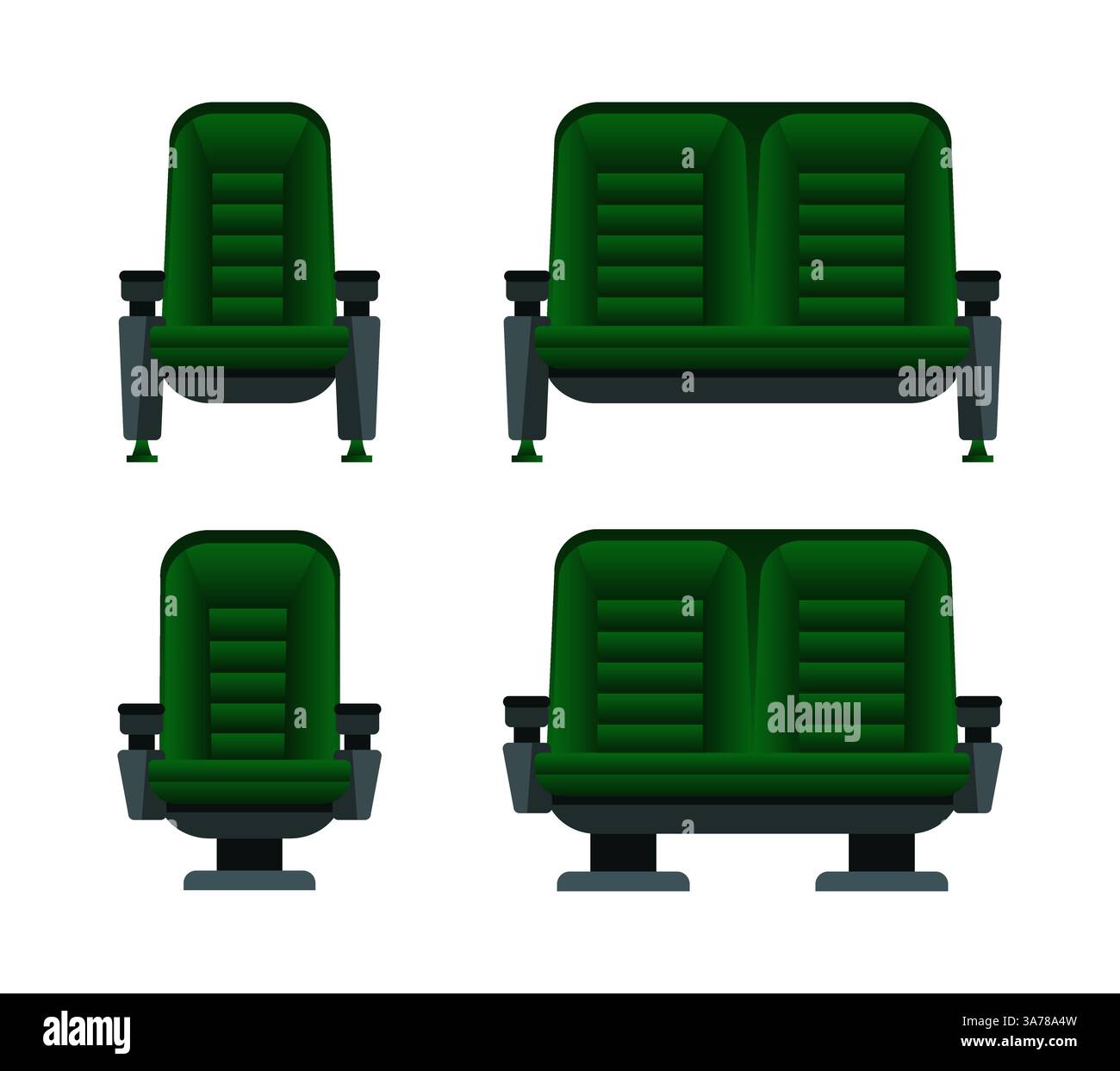 Green movie theater seats for comfortable watching film. Cinema chair ...