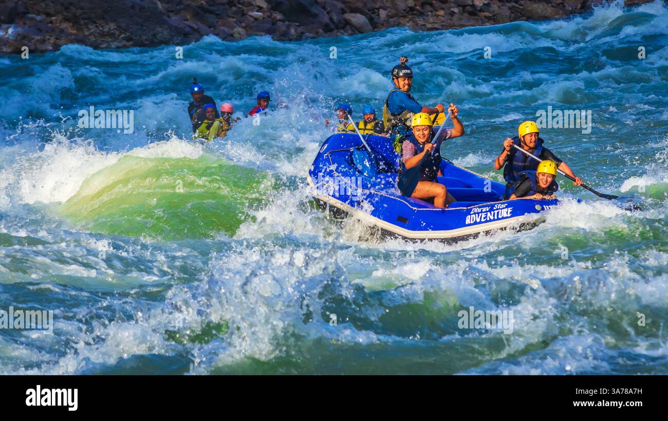 people enjoying river rafting in Rishikesh India on Ganges river Stock ...