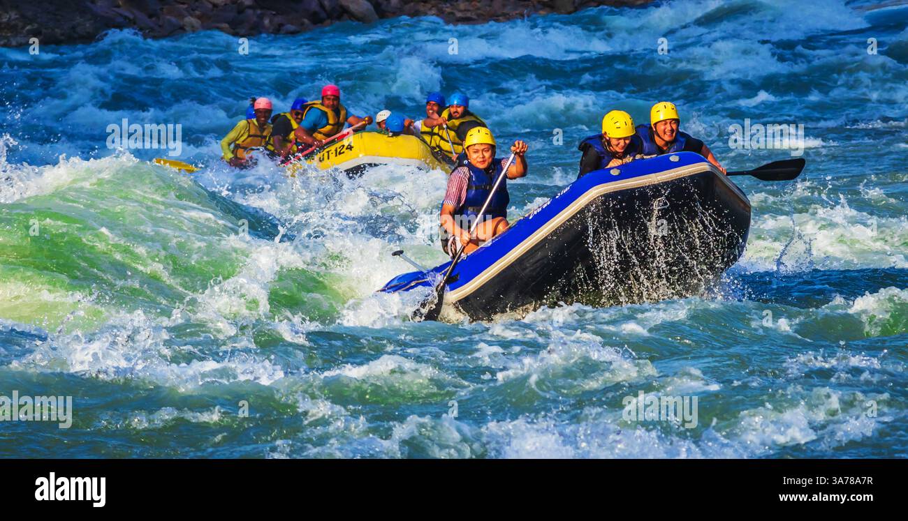 people enjoying river rafting in Rishikesh India on Ganges river Stock ...