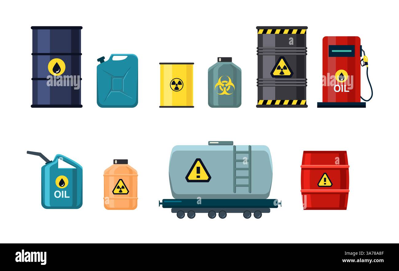 Container with hazard toxic and chemical liquid. Flammable waste ...