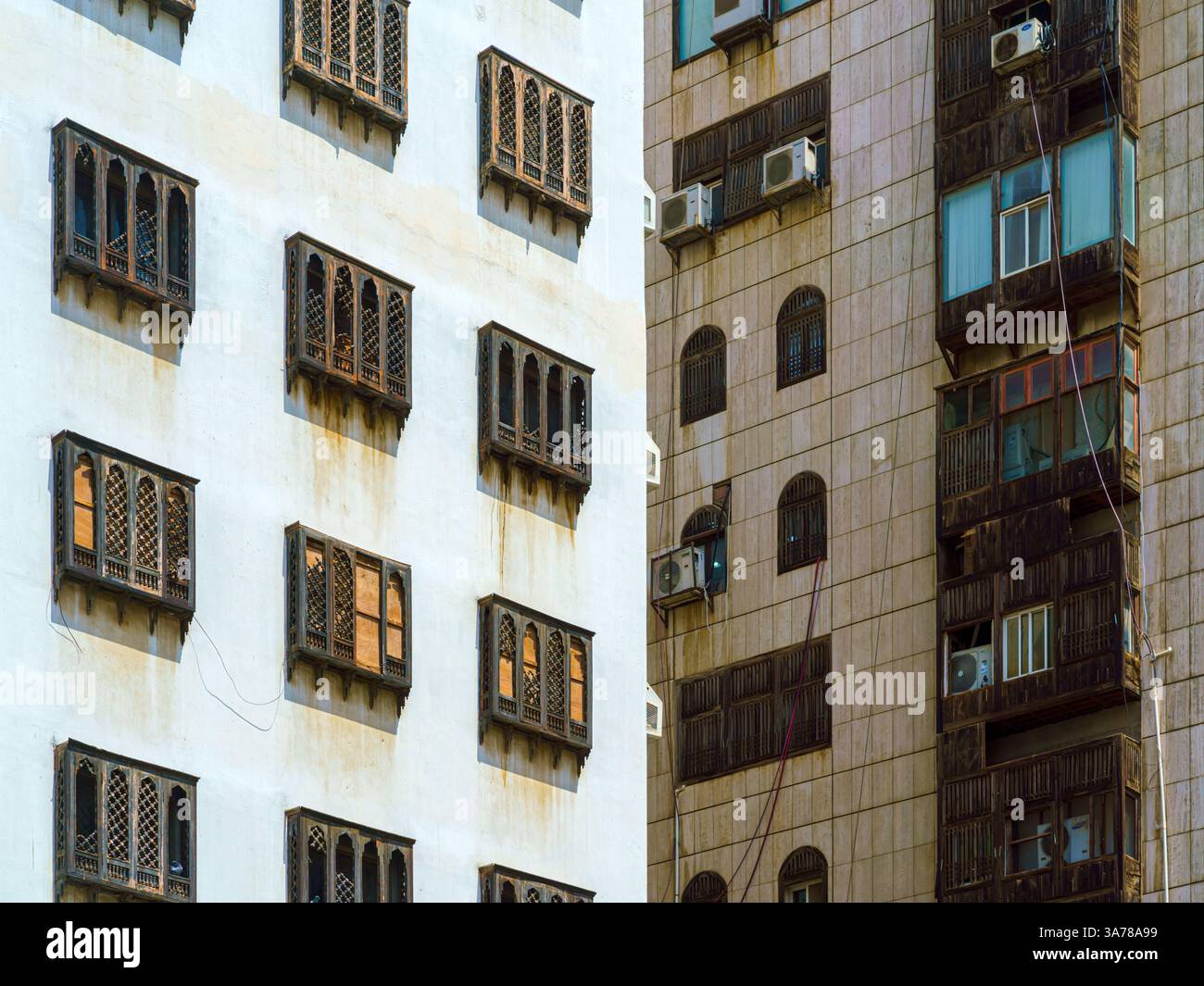 Jeddah, Saudi Arabia, bottom up, panoramic view of Arabian apartment ...