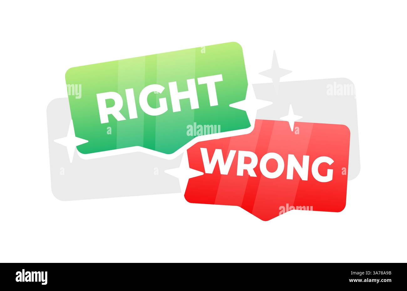 Right Wrong red and green sign, evaluation quiz. Vector stock ...
