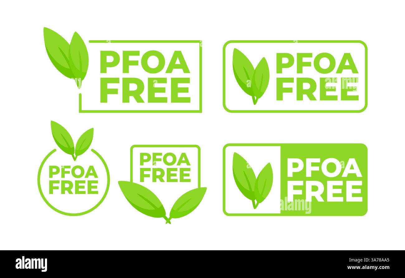 PFOA Free green sign. Perfluorooctanoic acid. Vector stock illustration ...