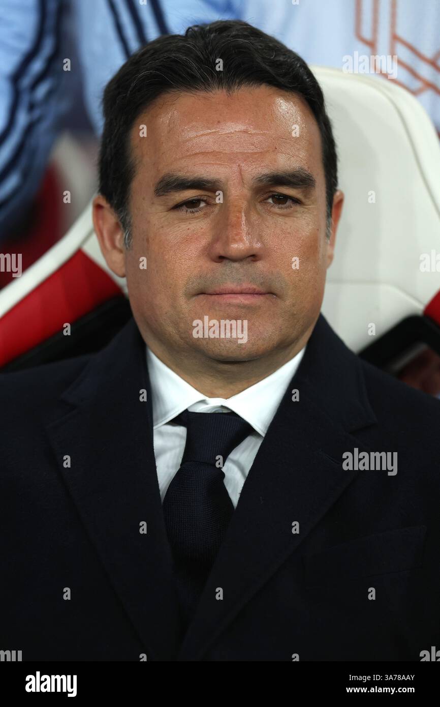 London, UK. 26th Mar, 2025. Alberto Toril, Head coach of Real Madrid ...