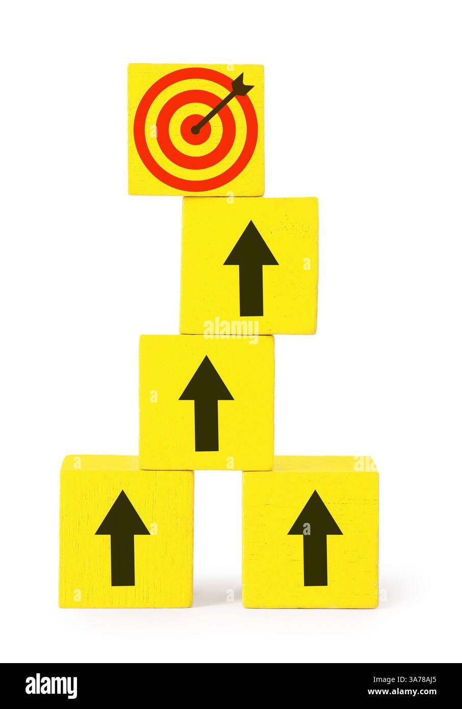 Targeting. Stacked cubes with arrows pointing at one with bullseye on ...