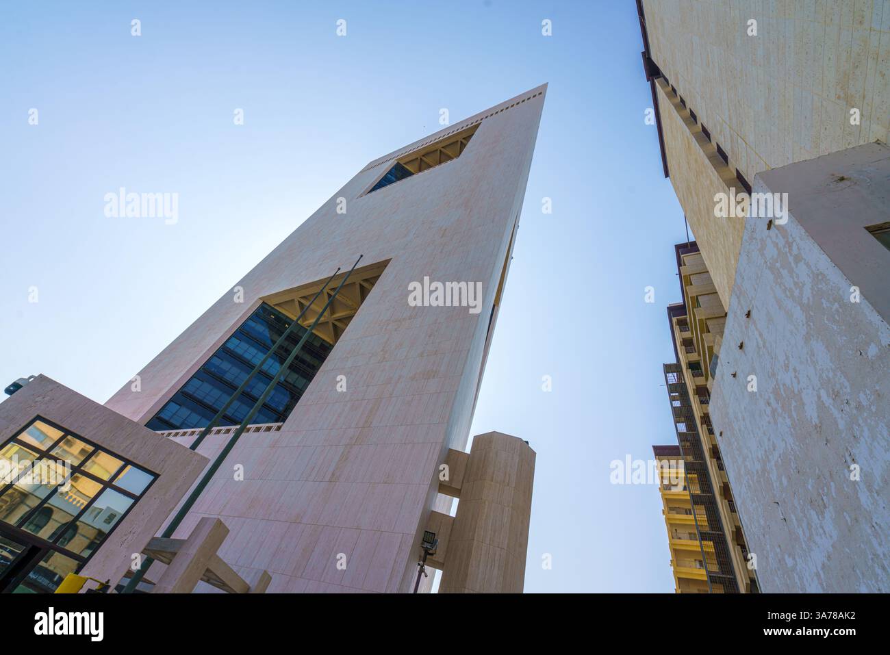 Jeddah, Saudi Arabia - Mar 08 2023, a bottom up close up view of NCB ...