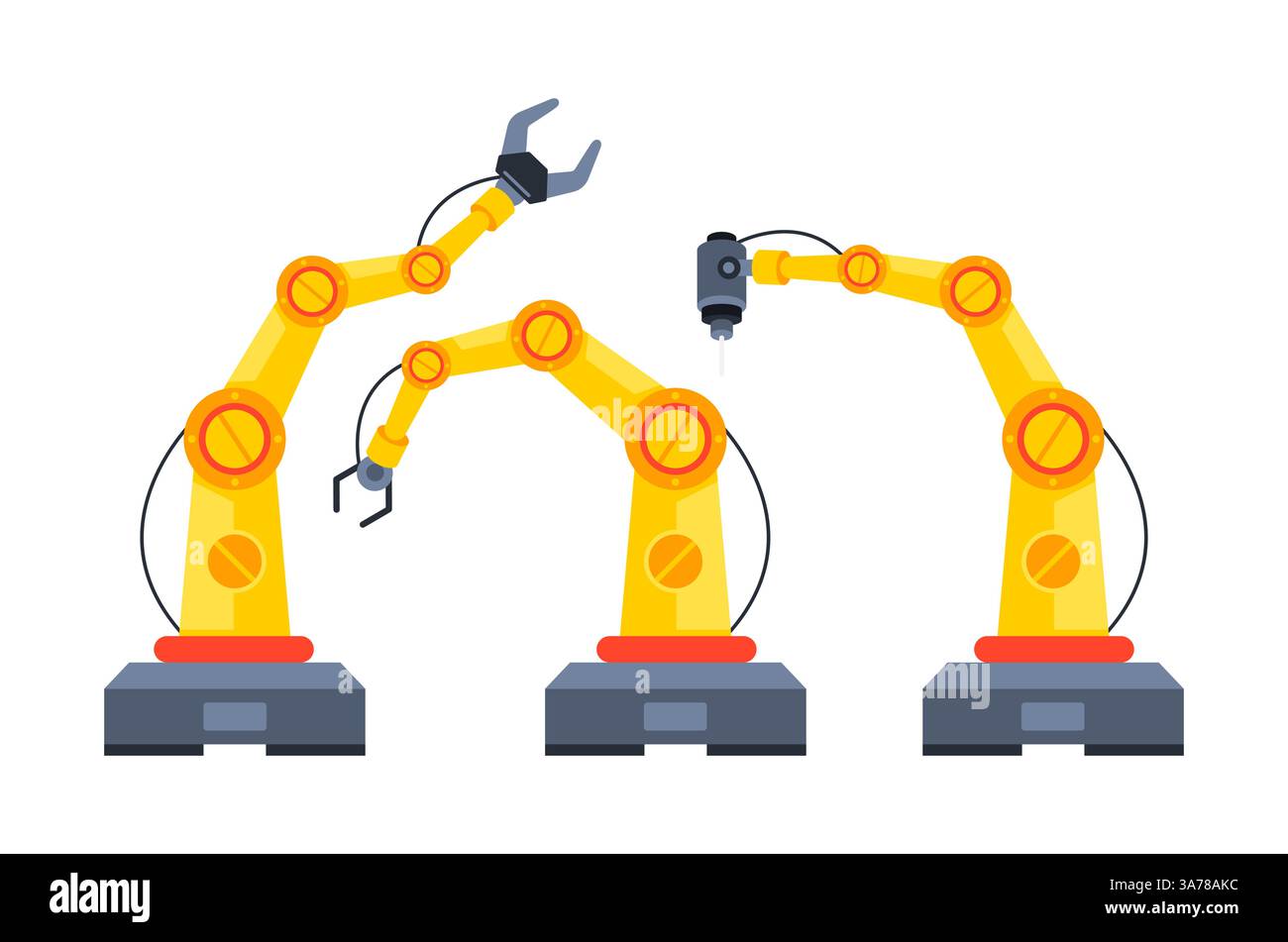 Robotic arms. Manufacturing automation technology. Robot arms or hands ...
