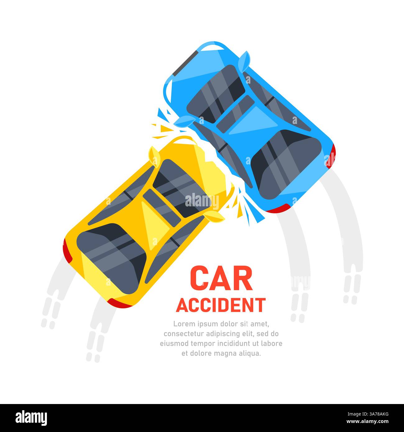 Car crash accident on road. Vector illustration Stock Vector Image ...