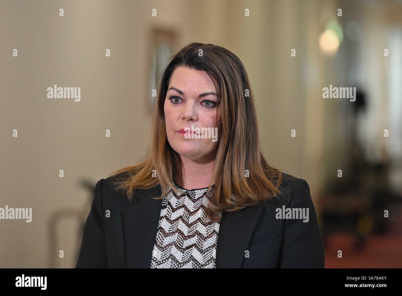 Canberra, Australia. 27th Mar, 2025. Greens Senator Sarah Hanson-Young ...
