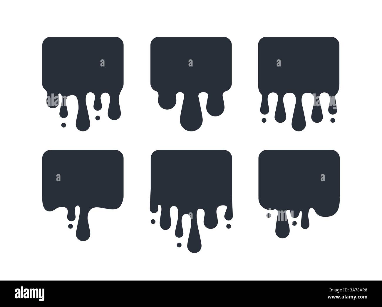 Black melting drips paint collection. Paint liquid. Vector illustration ...