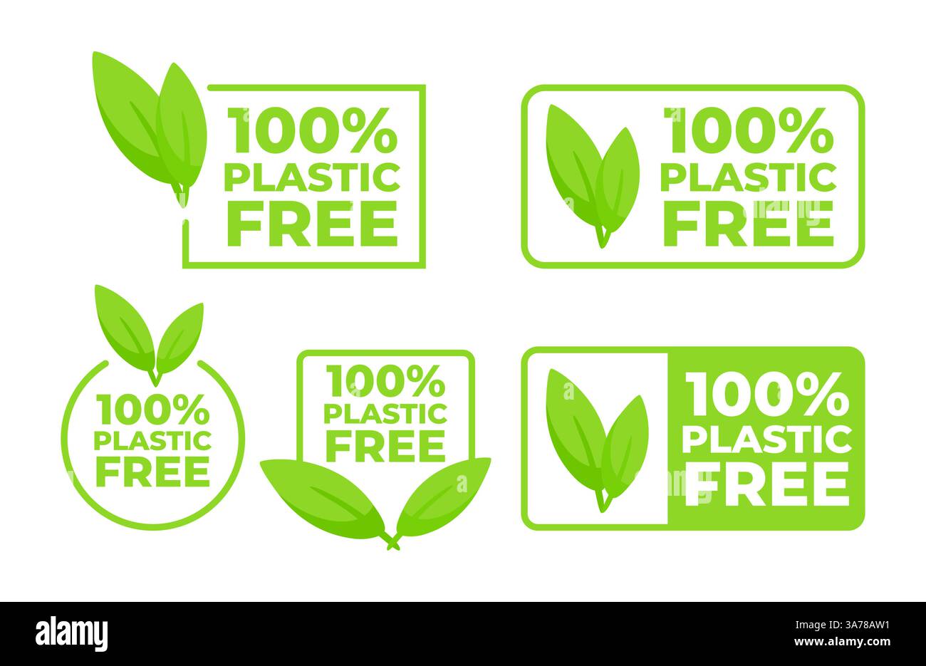 100 percent Plastic free green icon badge. Bpa plastic free chemical ...