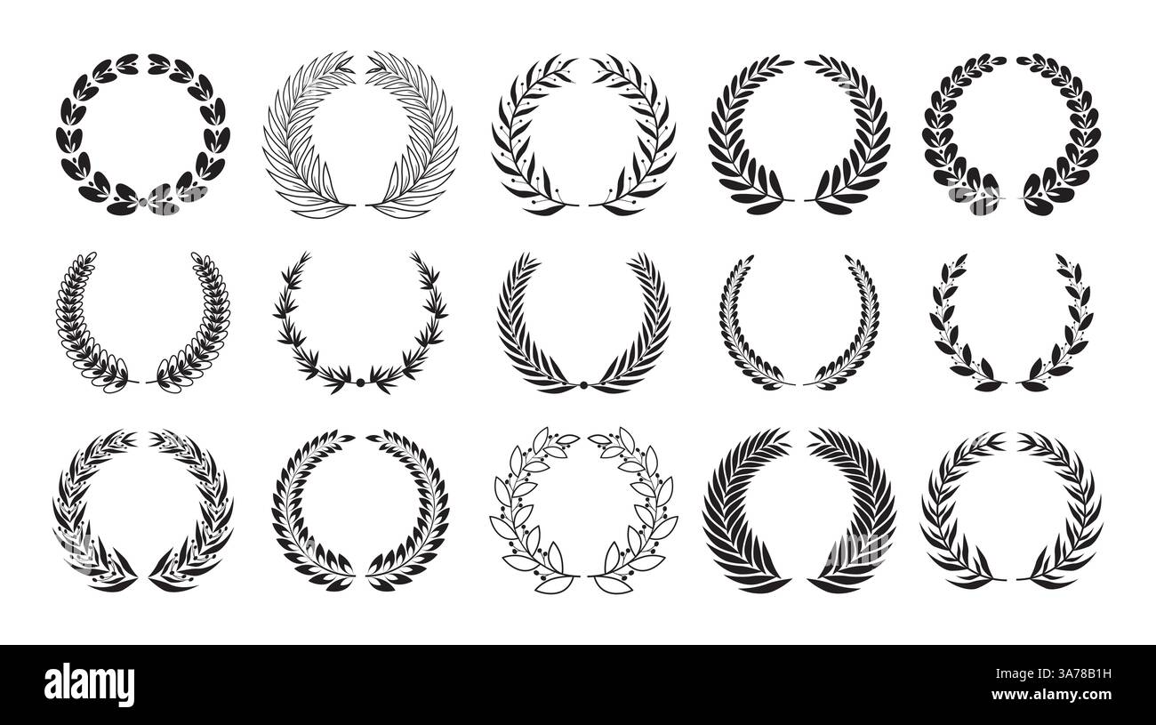 Simple black laurel wreath set. Different frame design elements. Vector ...