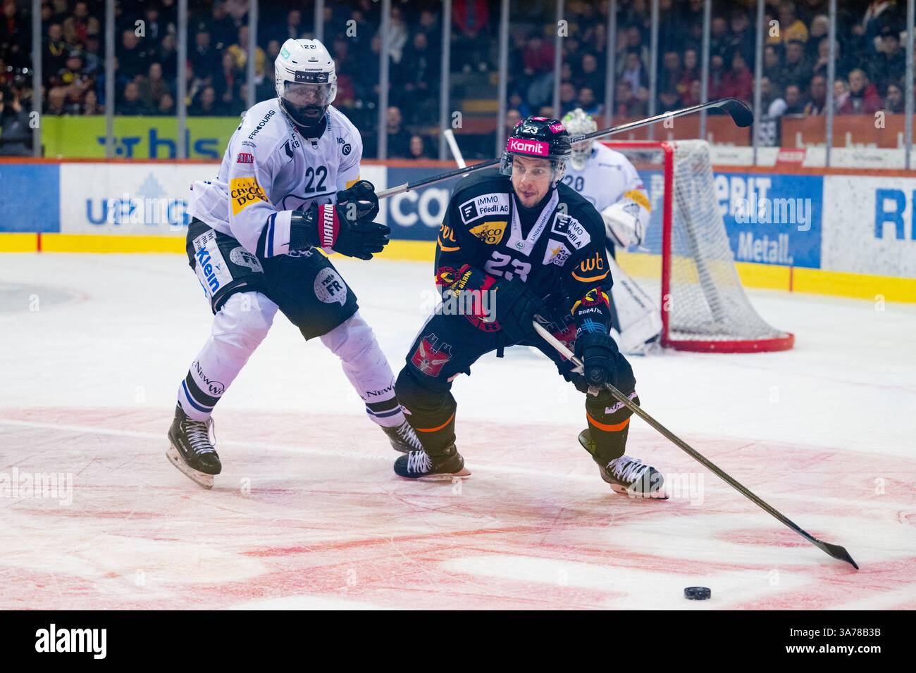 Bern, PostFinance Arena, SC, USA. 26th Mar, 2025. Bern - Fribourg ...