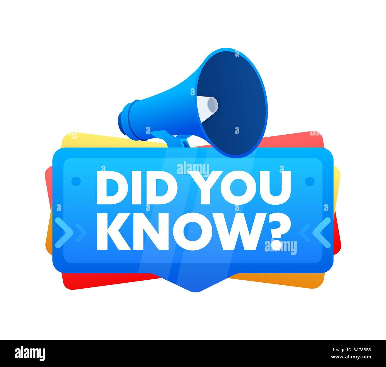 Did you know. Badge with megaphone banner, label. Marketing and ...