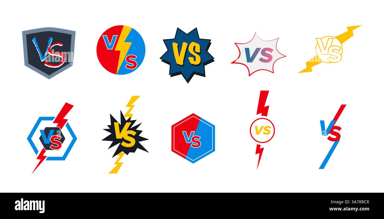 Collection of Versus Battle Icons Set. Vector illustration Stock Vector ...