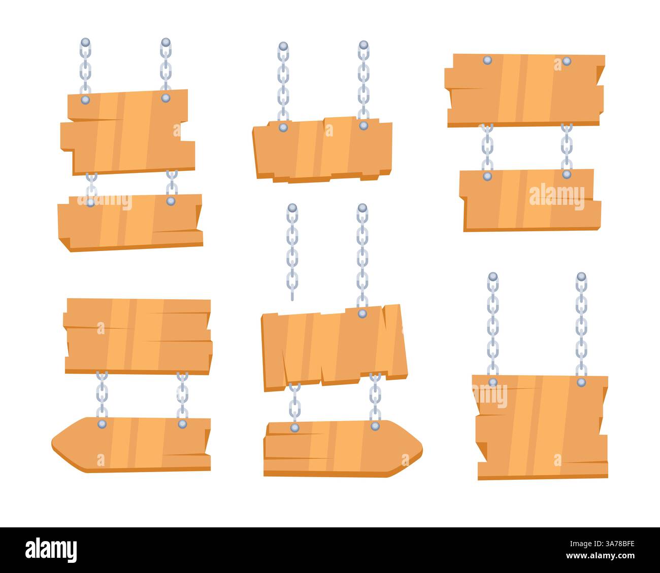 Wooden sign boards hanging from chain. Vector illustration Stock Vector ...